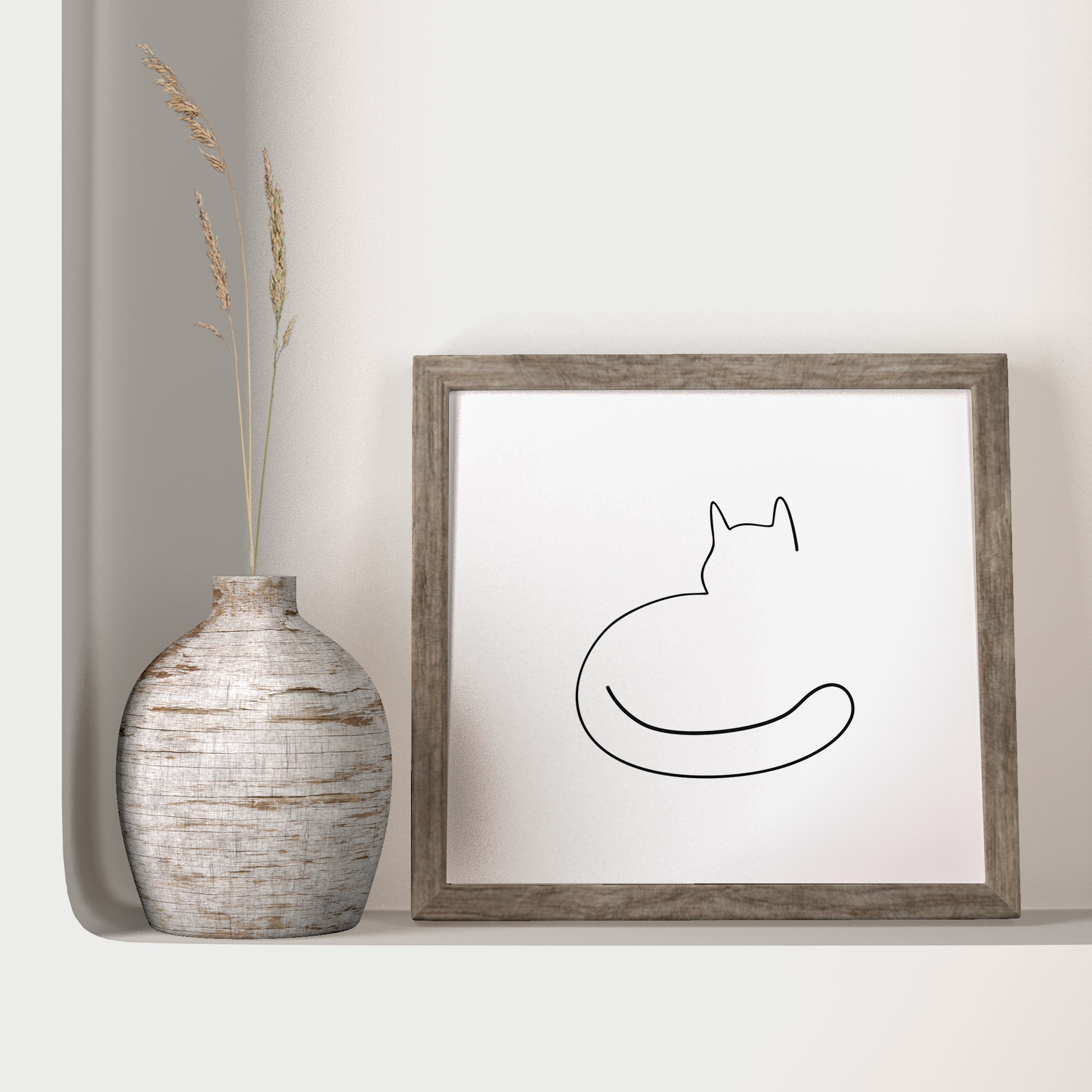 Abstract Cat One Line Art Print Simple Line Cute Cat Soft - Etsy