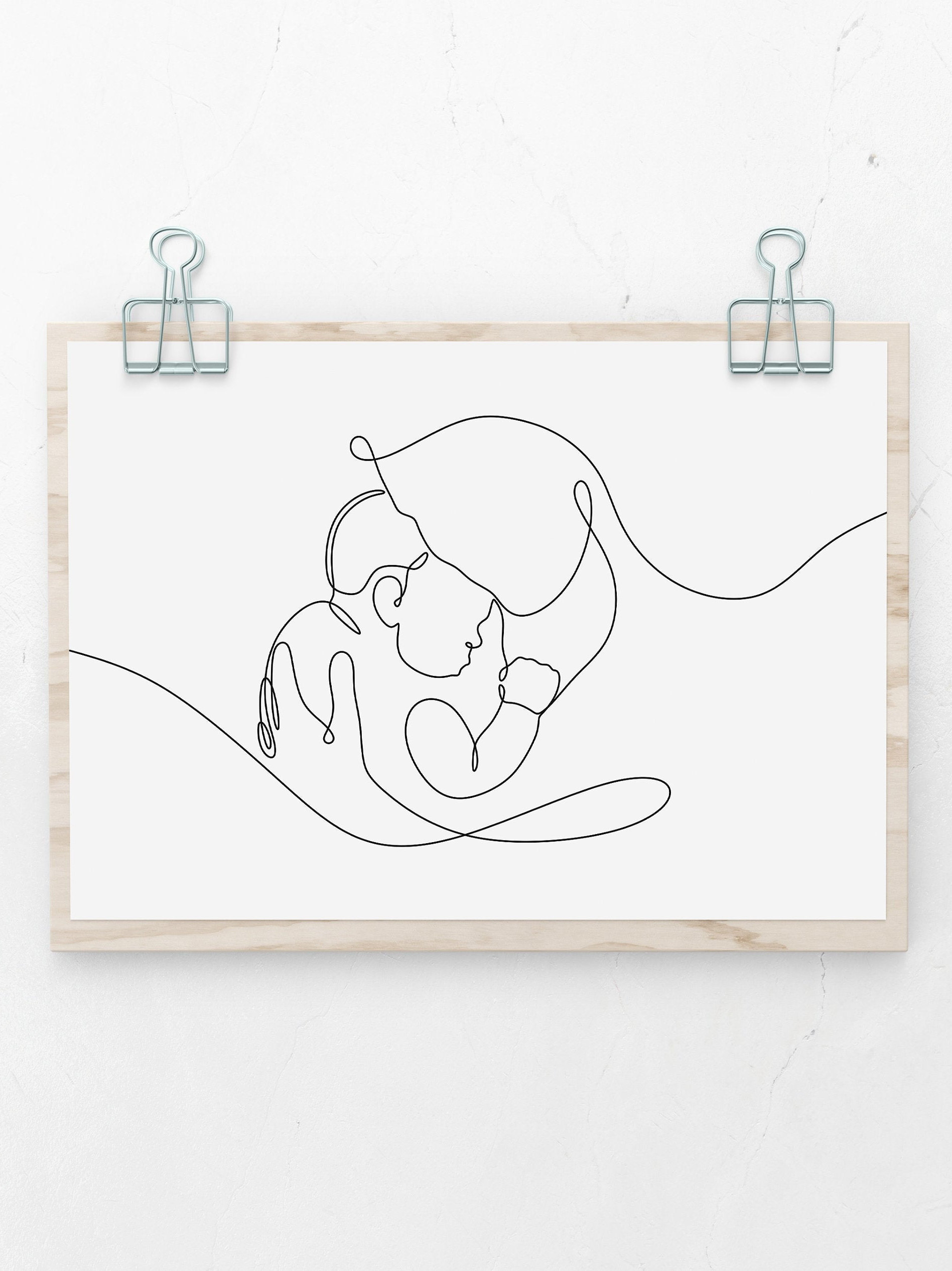 Mom and Baby One Line Art Single Line Drawing Mother and - Etsy UK