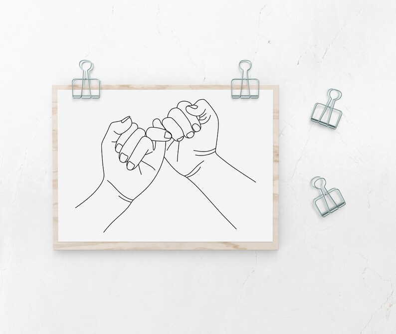 Pinky Swear Line Art Print Couple Hands Poster Digital - Etsy