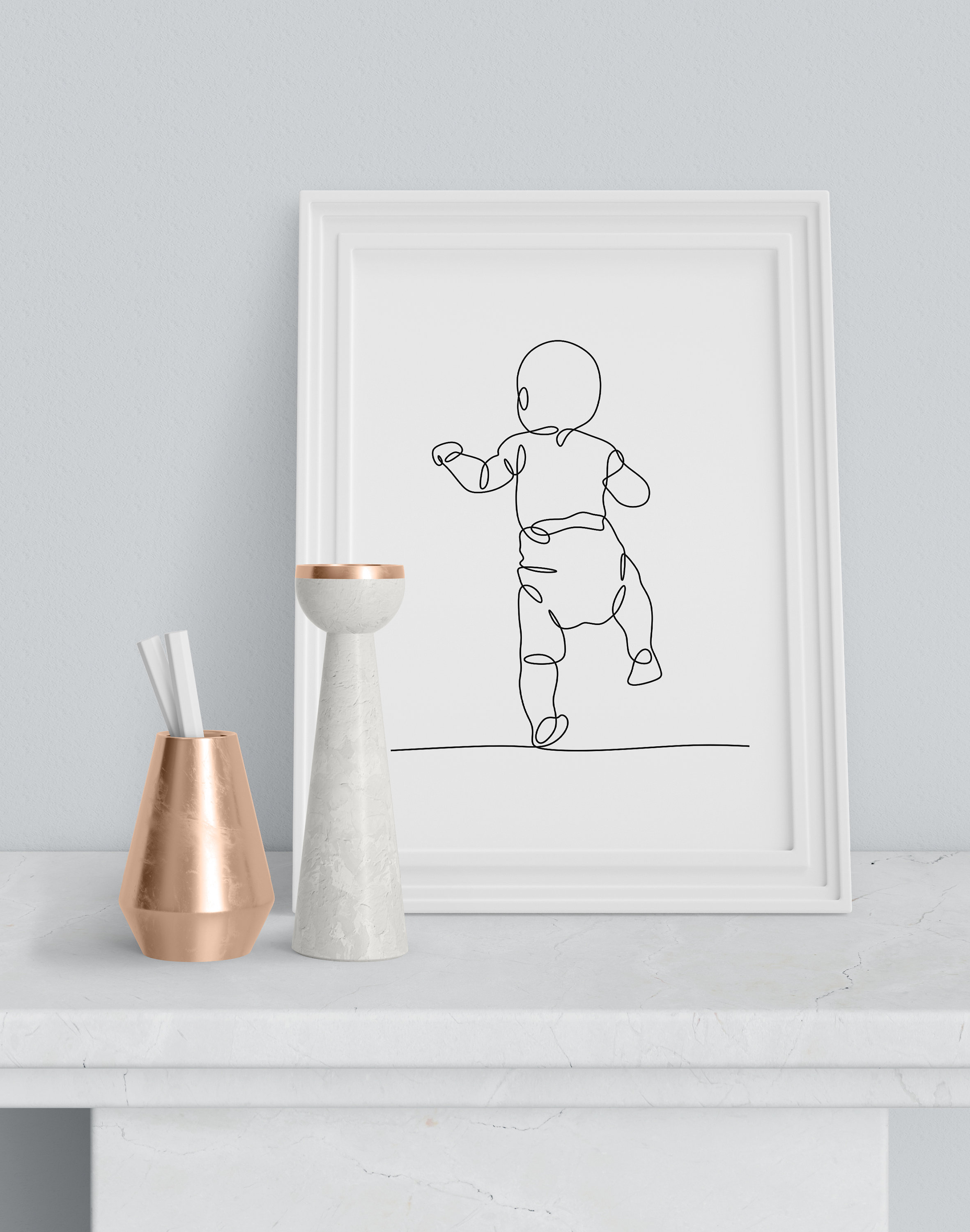Abstract Child One Line Print, Baby Single Line Art Wall Decor, Nursery ...