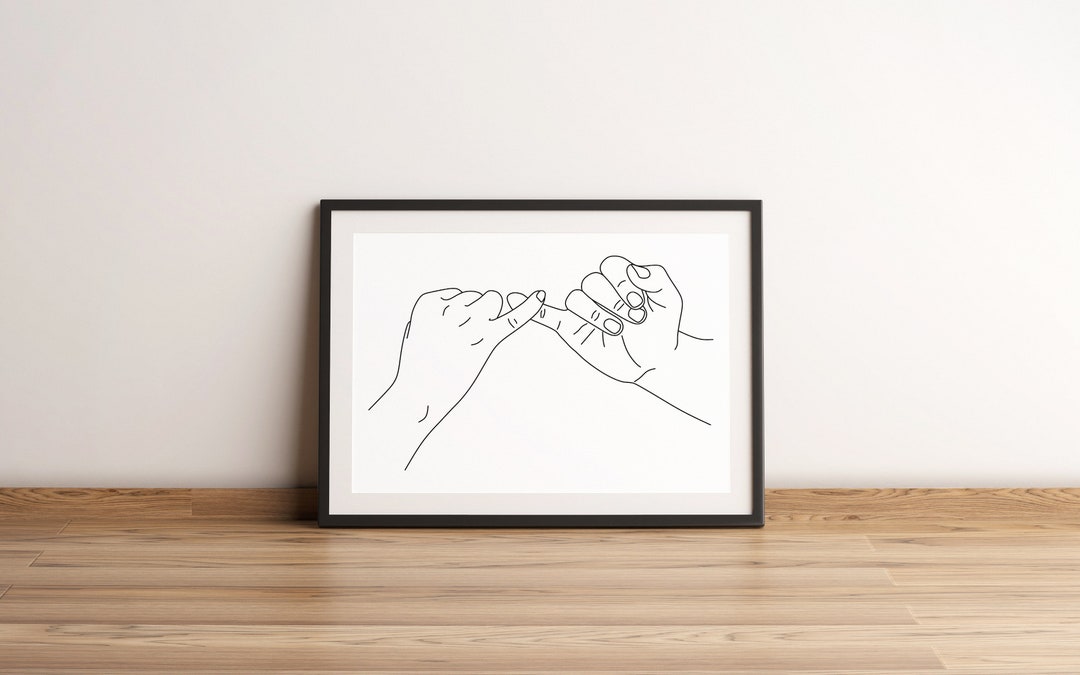 Pinky Swear Printable Wall Art, Pinky Promise Line Art Print, Digital ...