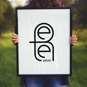 Custom Name Logo Geometric Line Art Design, DIGITAL FILES - Etsy