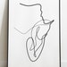 Abstract Couple Embrace Line Art Print, One Single Line, Minimalist ...