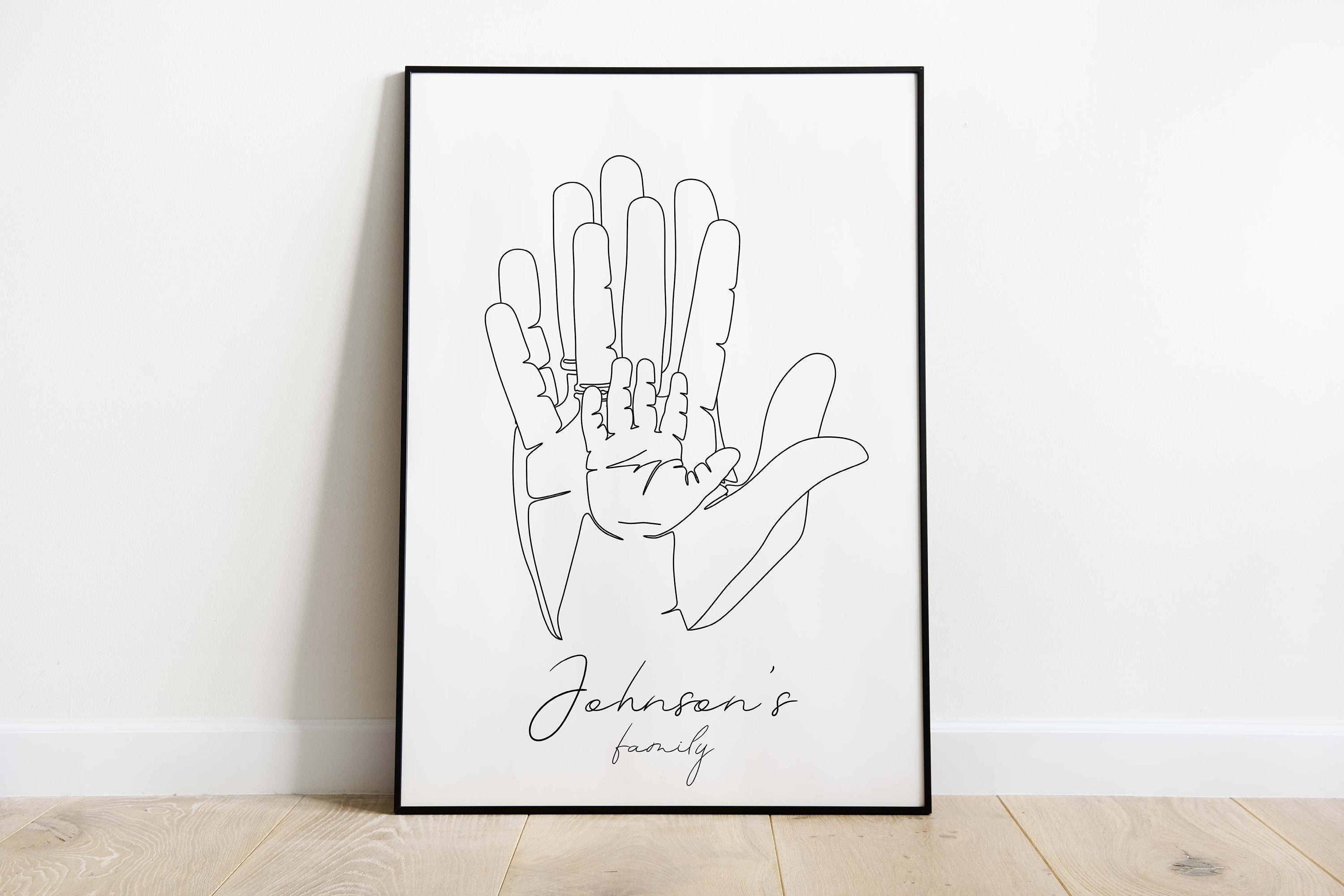 Personalized Family Hands One Simple Line Art Print - Etsy