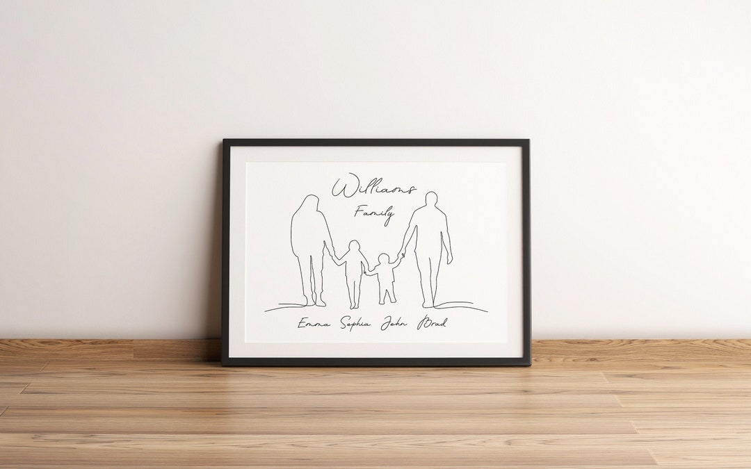 Personalized Family Line Art Print, Family Minimalist Line Art, DIGITAL ...