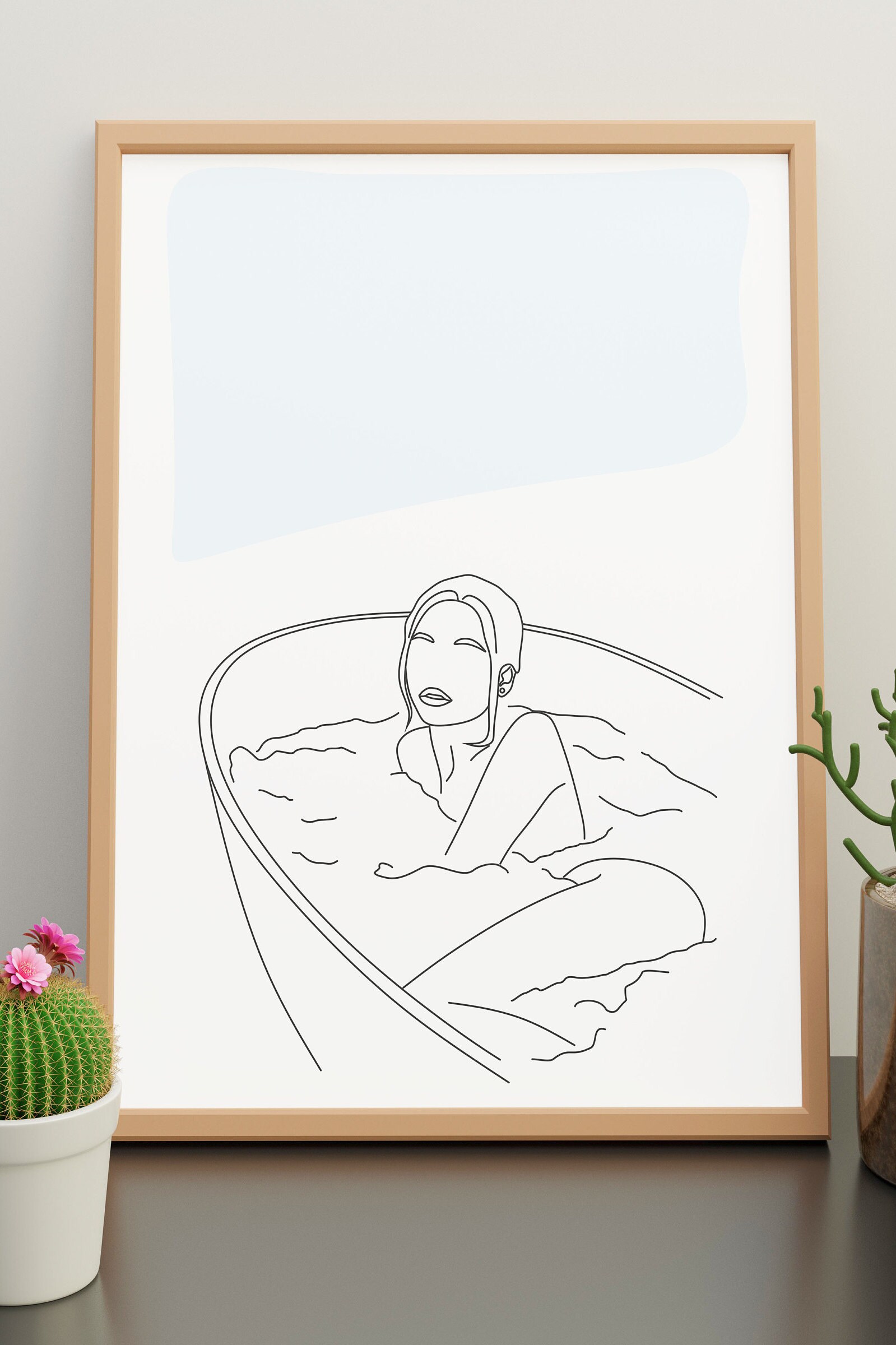Bathroom Sexy Woman Line Art Print Digital - Etsy