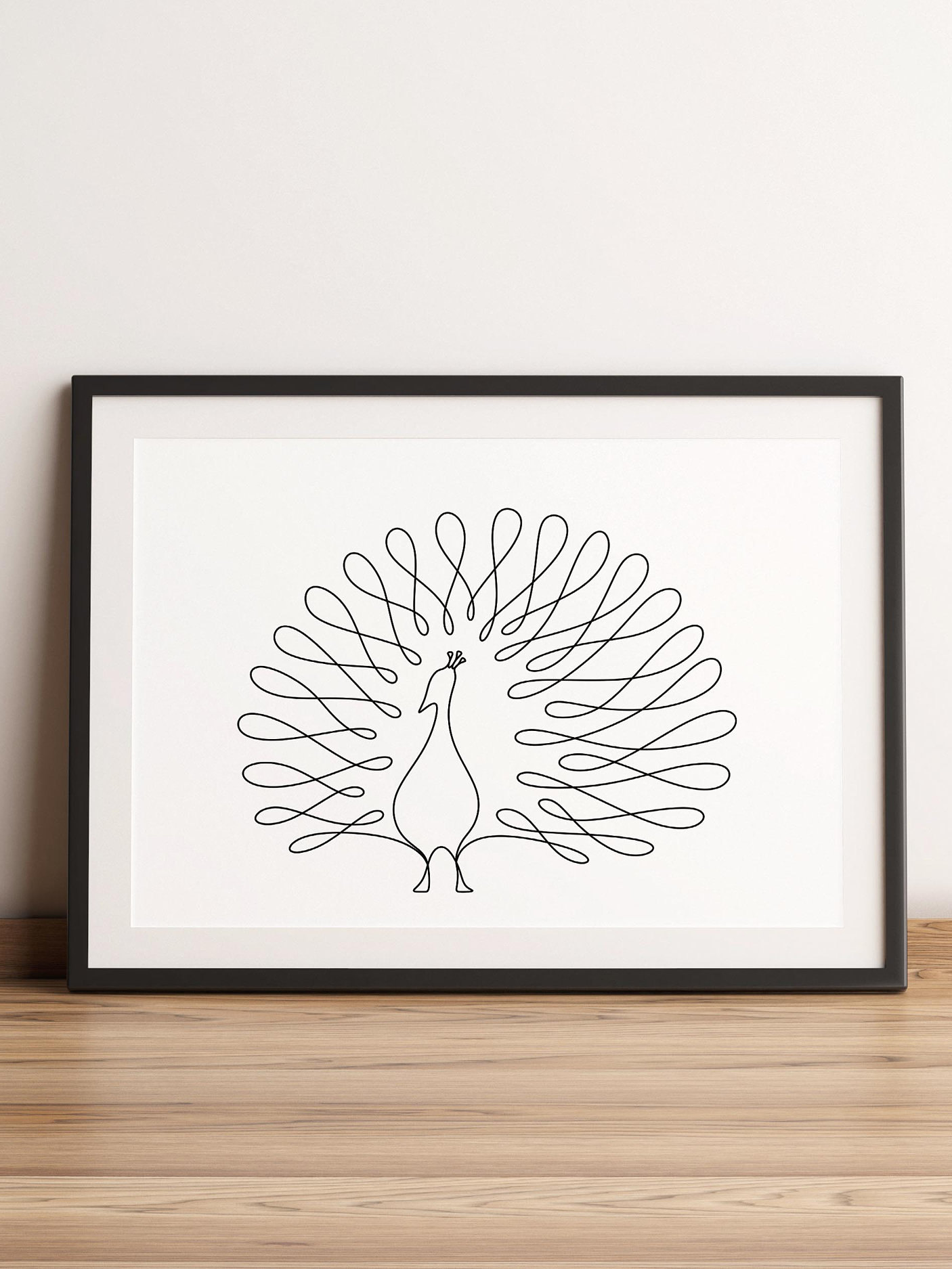 Peacock Line Art Print, Wild Animals Minimalist Wall Art, DIGITAL Files ...