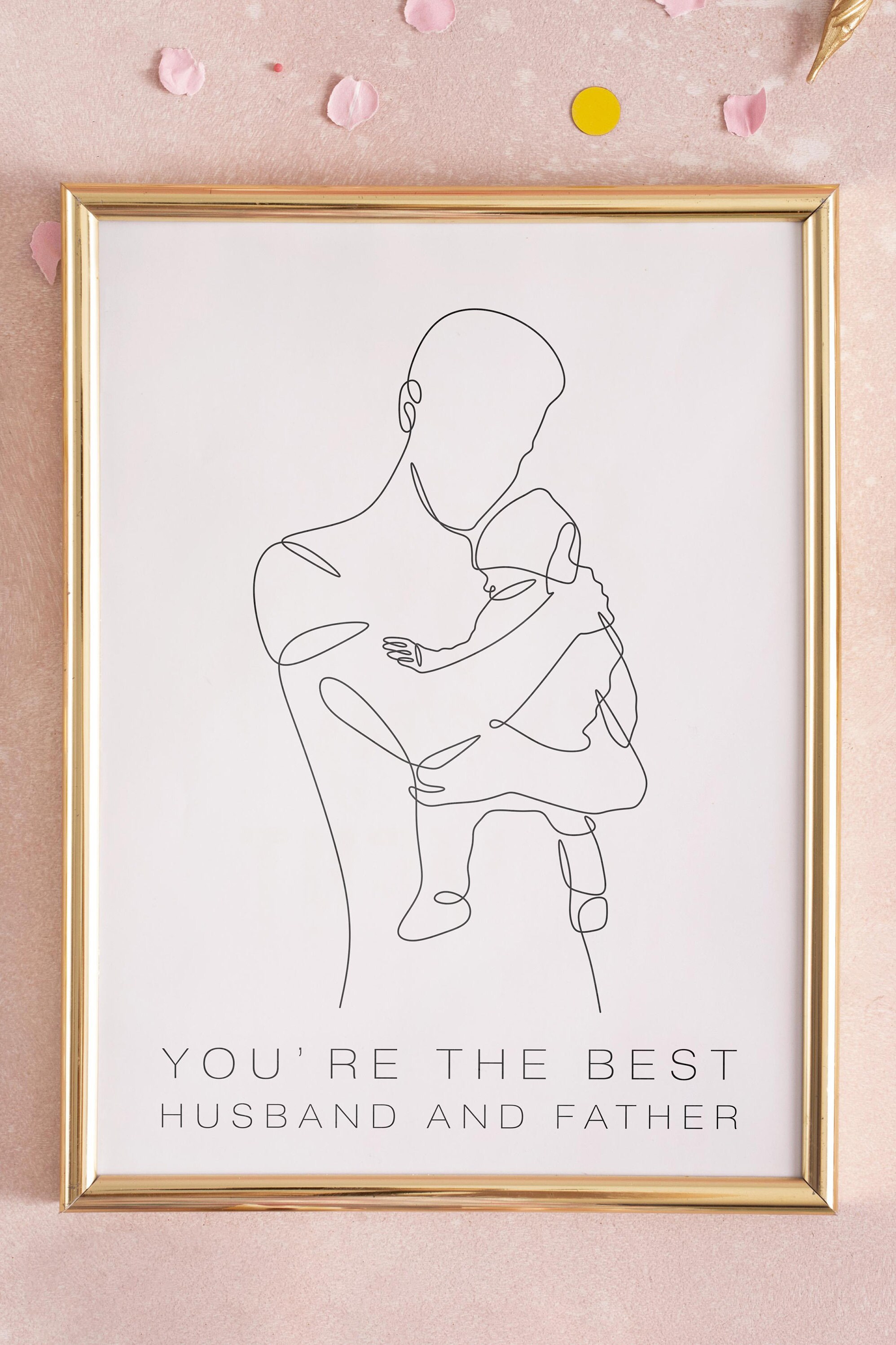 Father and Baby Personalized One Single Line Art Print - Etsy