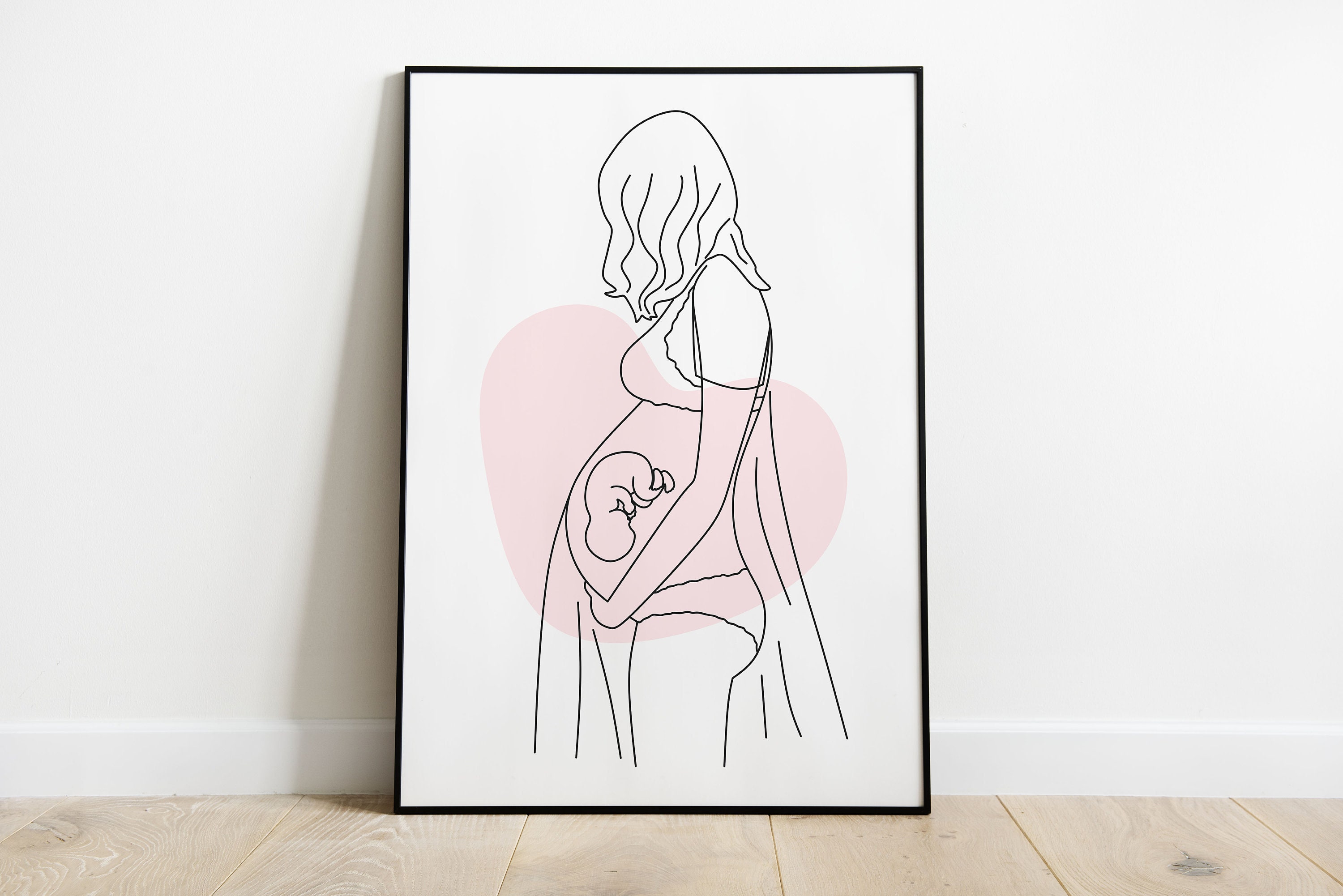 Pregnant Woman Line Art Pregnancy Print Wall Decor Nursery - Etsy
