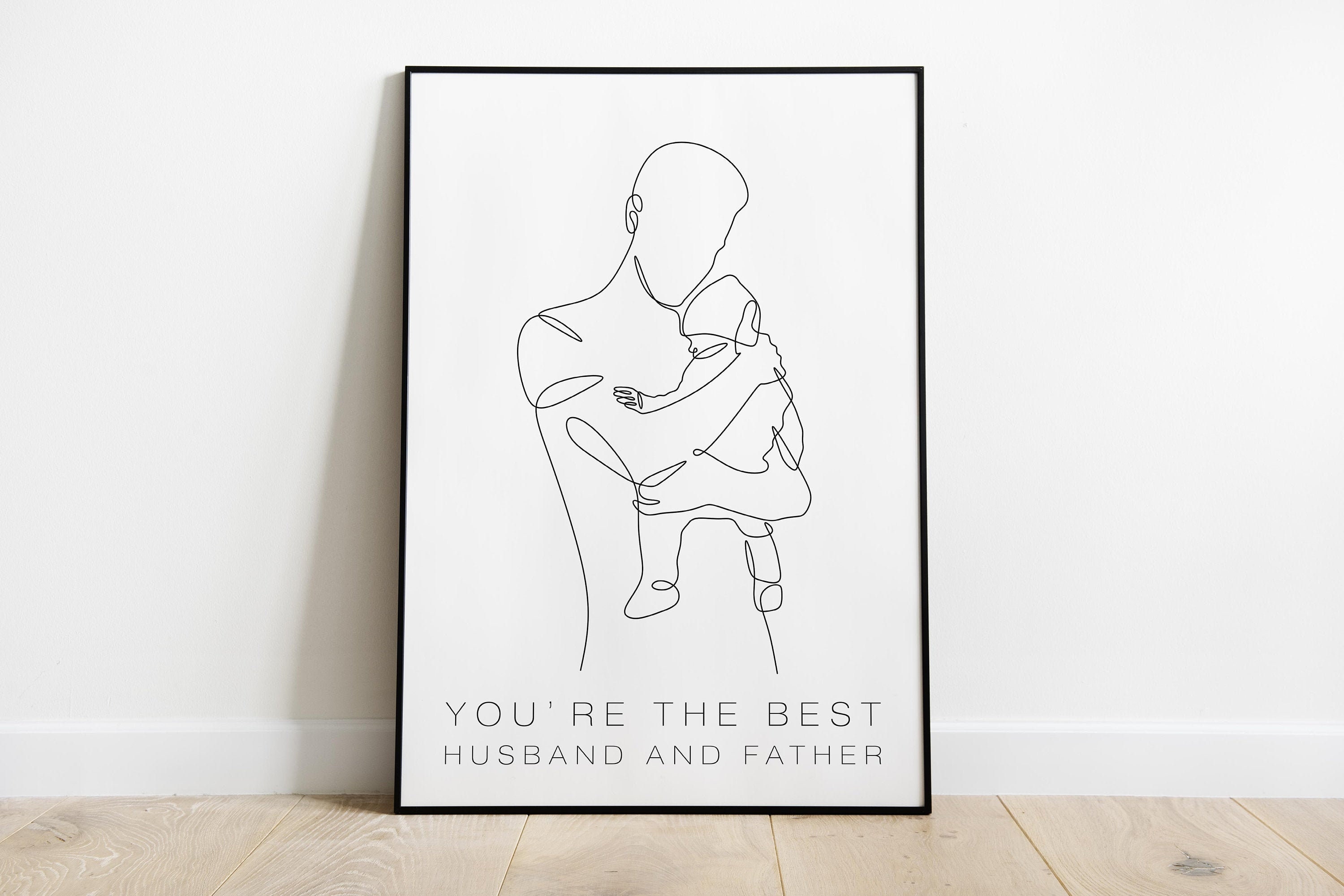 Father and Baby Personalized One Single Line Art Print - Etsy