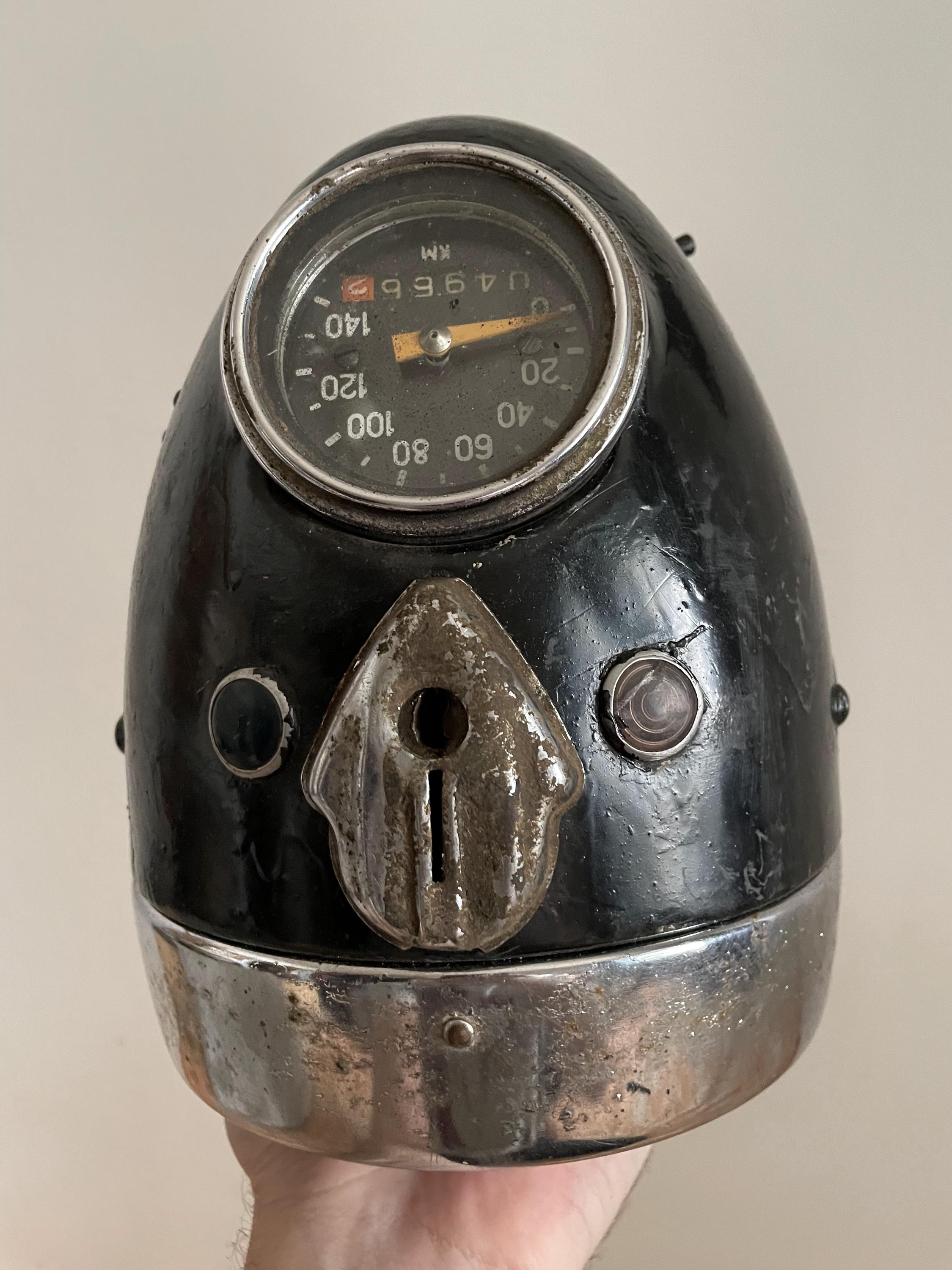 Vintage Headlight With Speedometer and Ignition Key, Rare Old ...