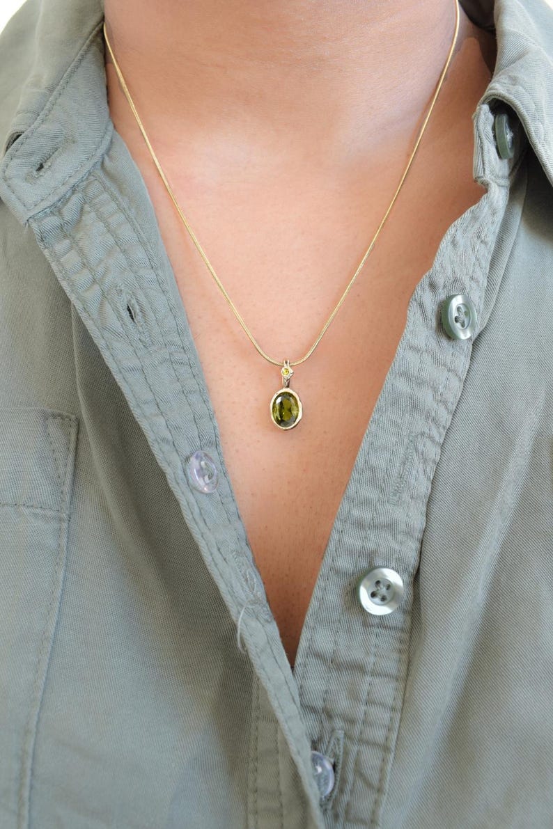 Abstract Oval Birthstone Charm Necklace: 18K Gold Plated, CZ ...