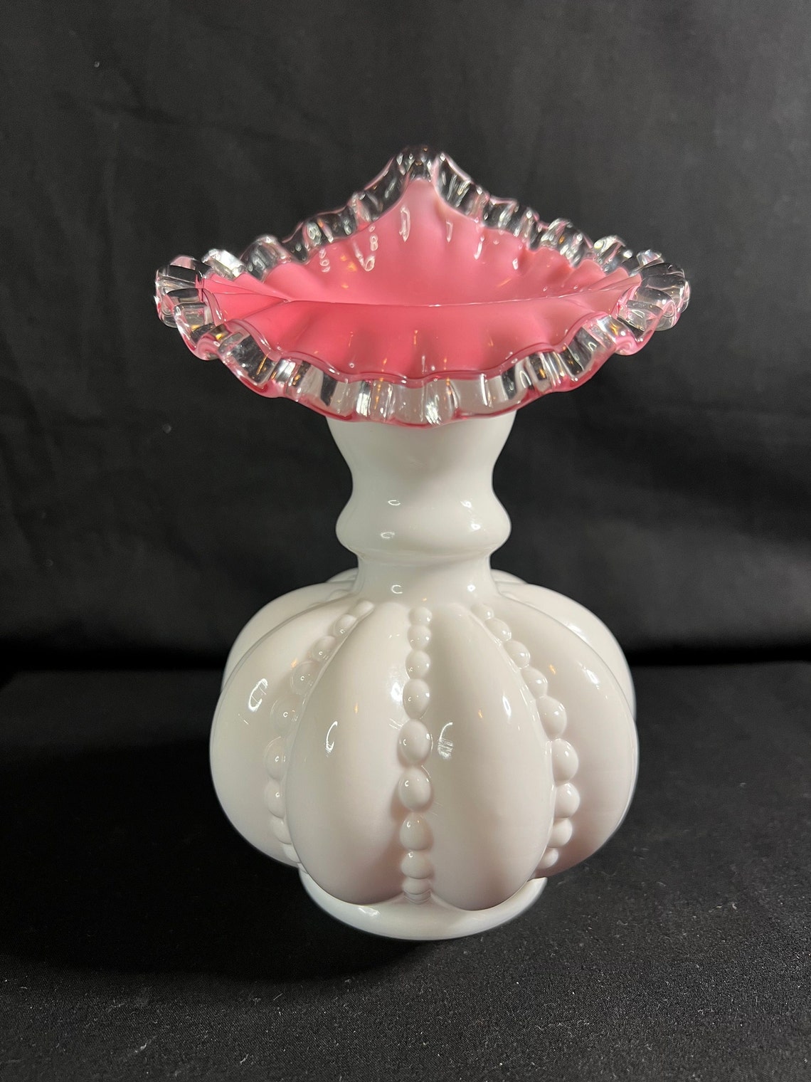 Vintage Fenton Beaded Melon Tulip Peach Crest W/ Silver Lining - Etsy