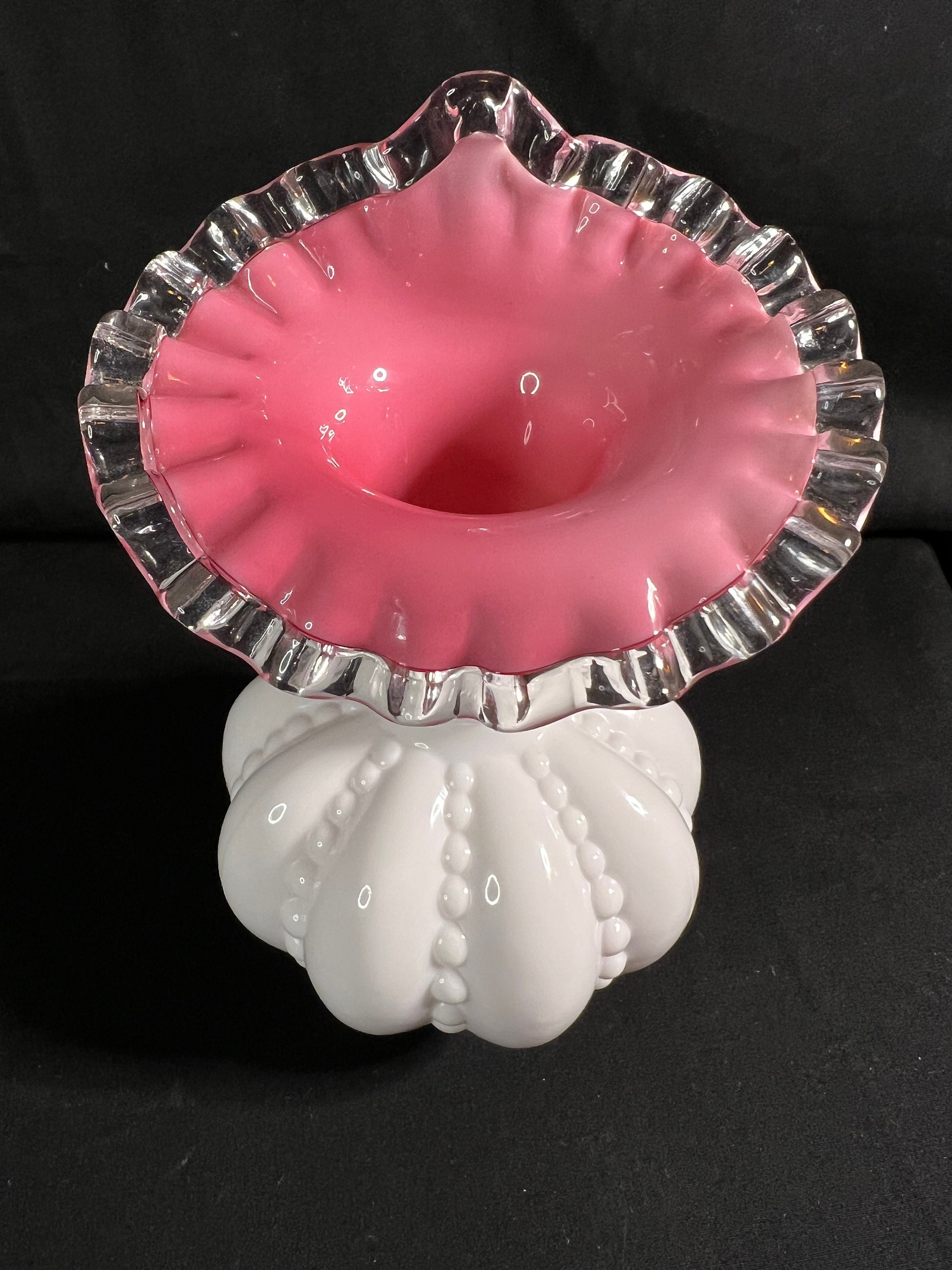 Vintage Fenton Beaded Melon Tulip Peach Crest W/ Silver Lining - Etsy