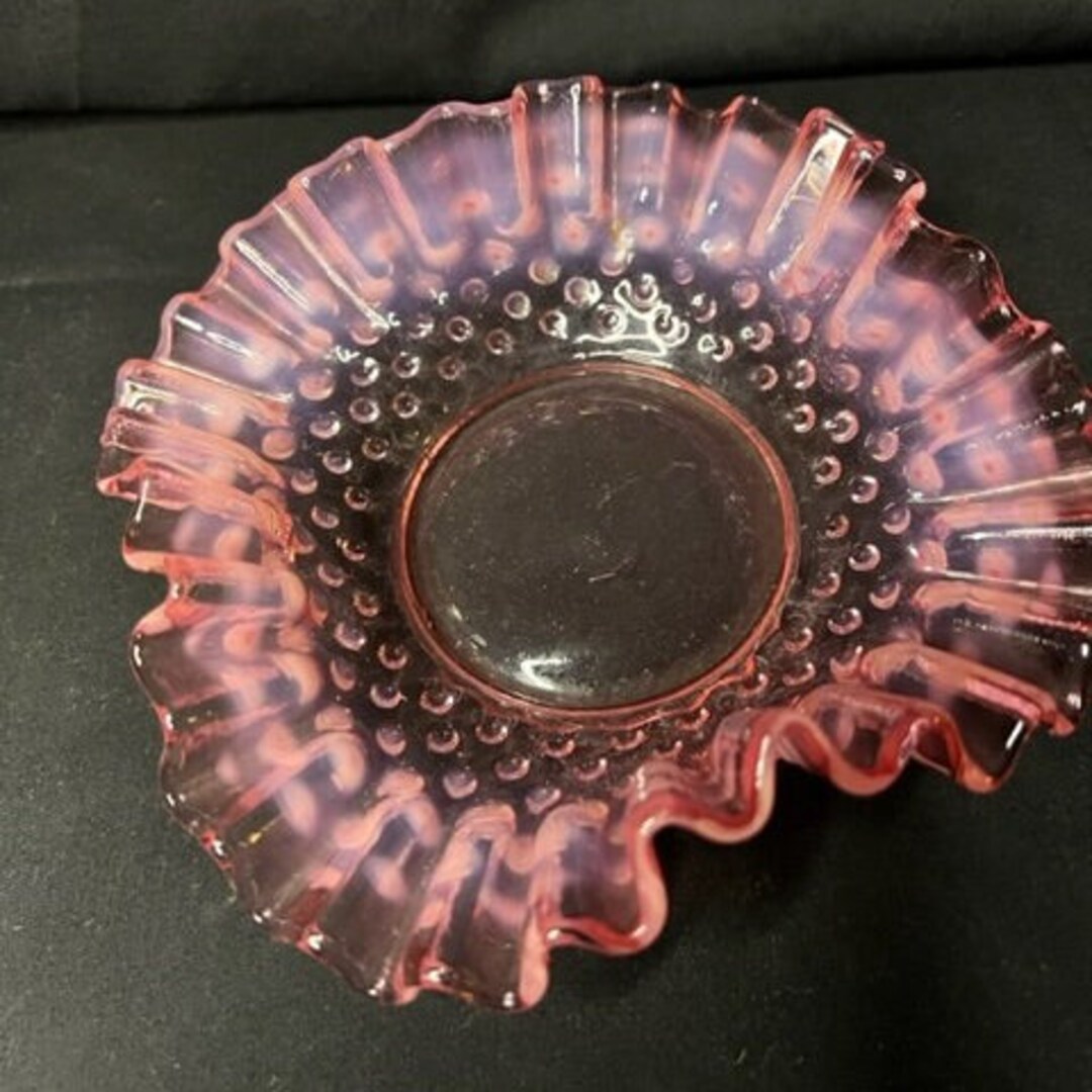 Vintage Fenton Cranberry/pink Hobnail Opalescent Ruffled Cany Dish - Etsy