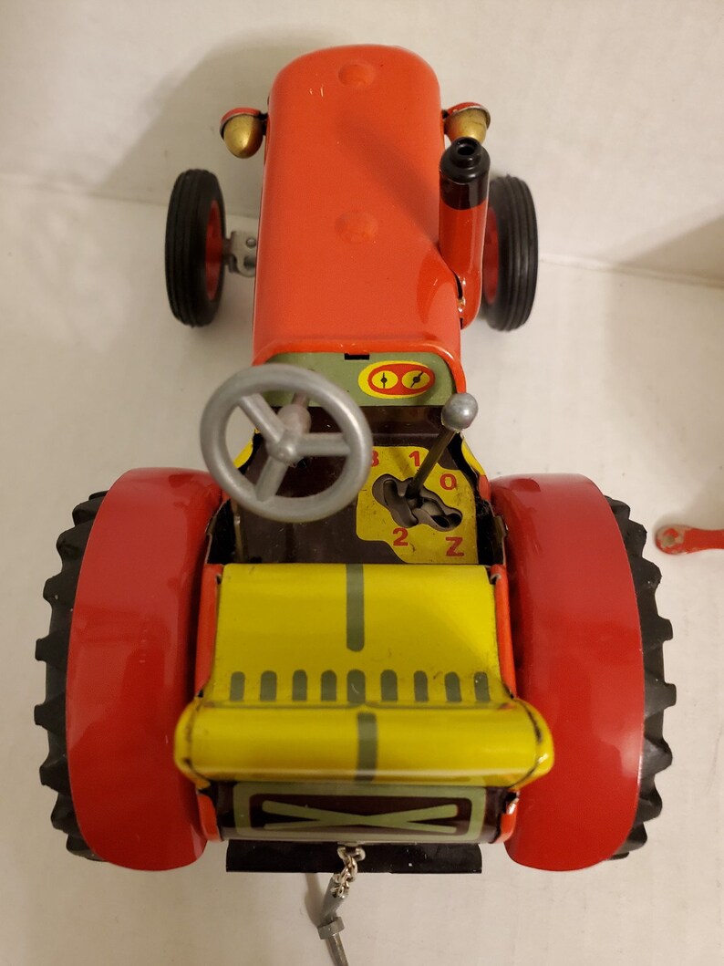 Schylling Tin Litho Wind-up Tractor and Trailer Toy - Etsy
