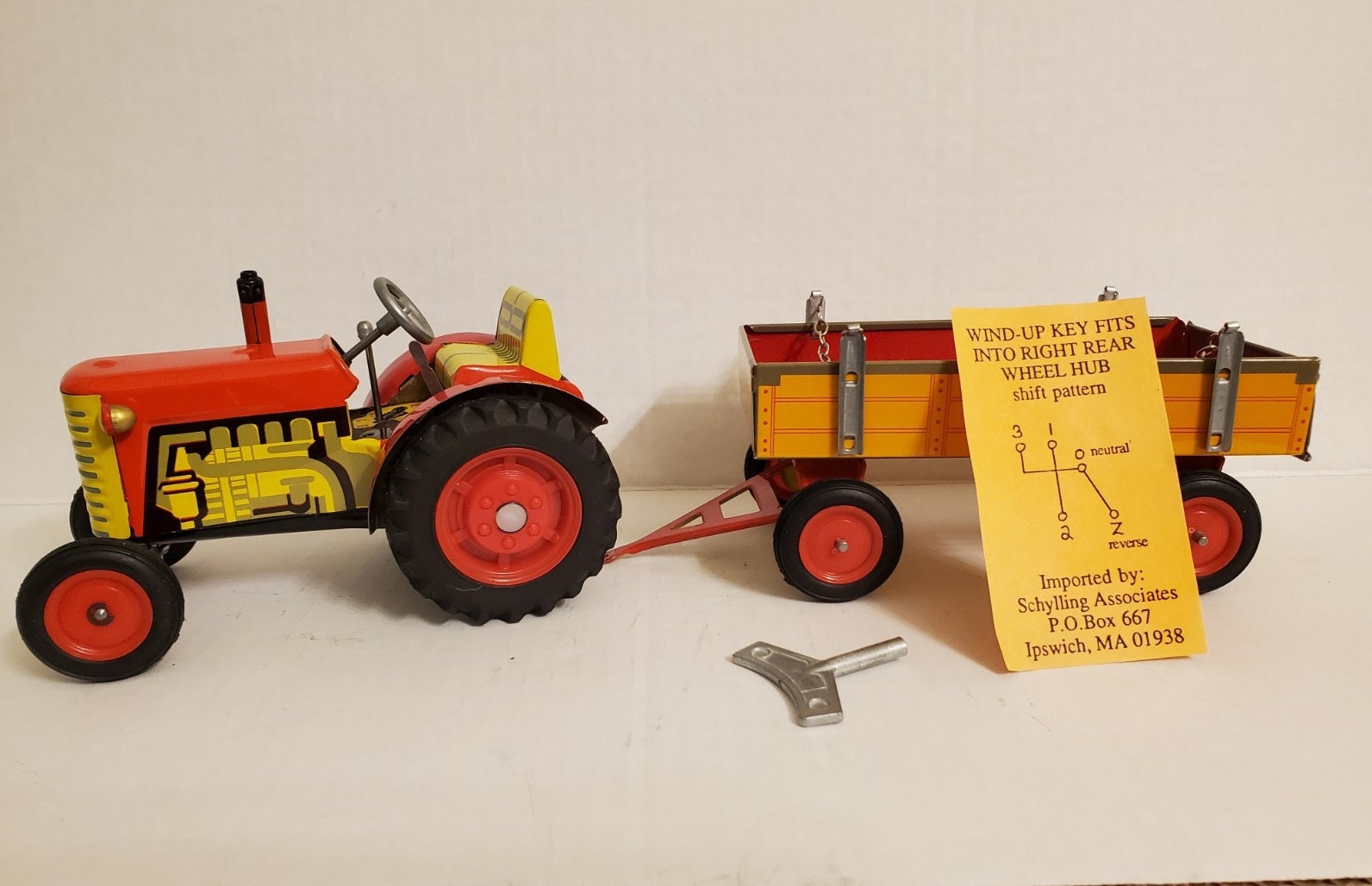 Schylling Tin Litho Wind-up Tractor and Trailer Toy - Etsy