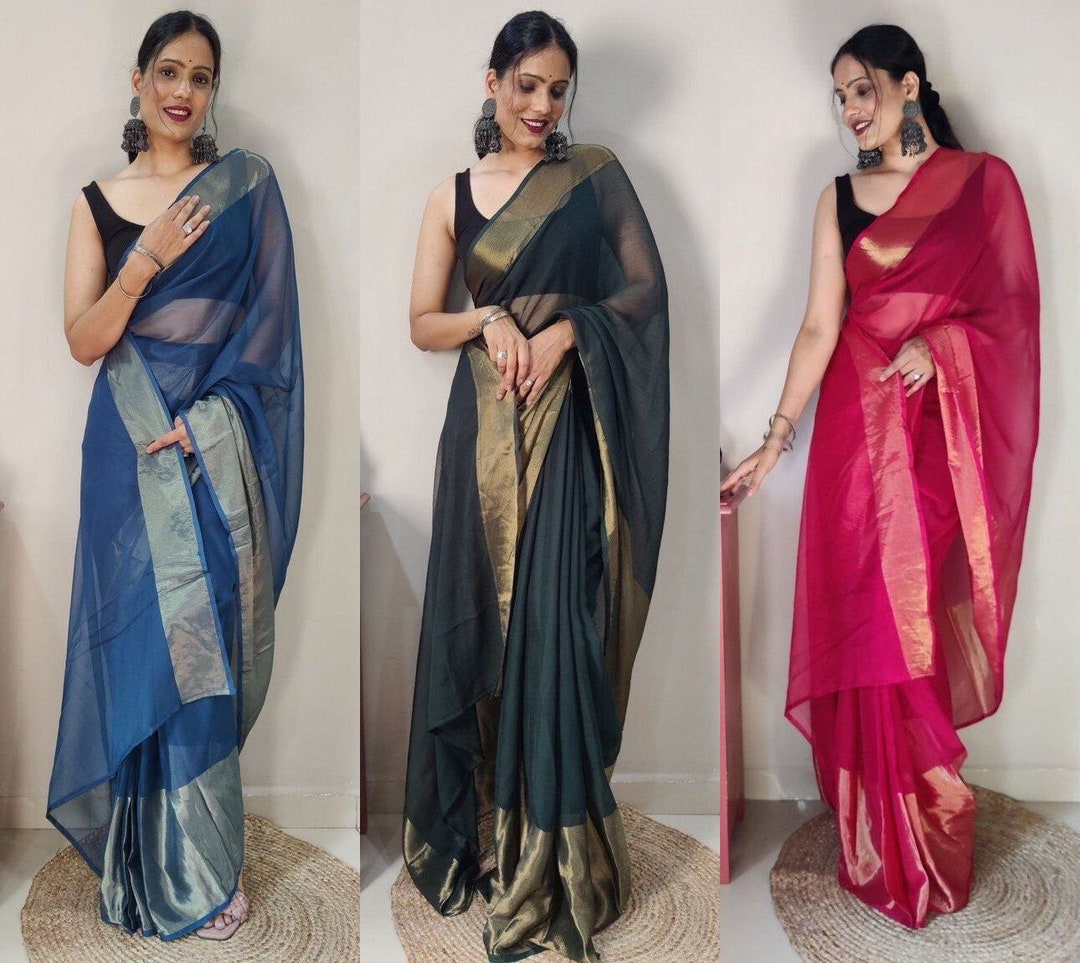 Ready to Wear Wrap in A Minutes Full Stitch Pleated Saree Paired With ...