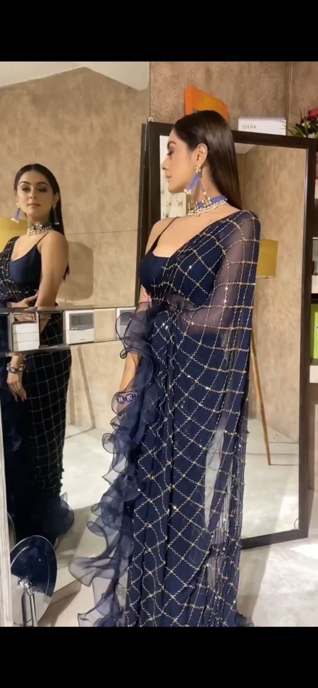 Soft Net Saree Blouse Blue Color Net Saree Sequins Work Net - Etsy