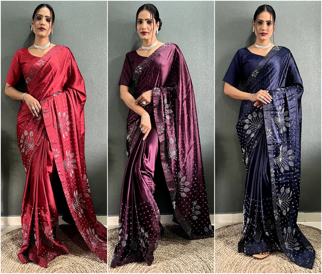 Ready to Wear Wrap in One Minute Full Stitch Pleated Saree Paired With ...