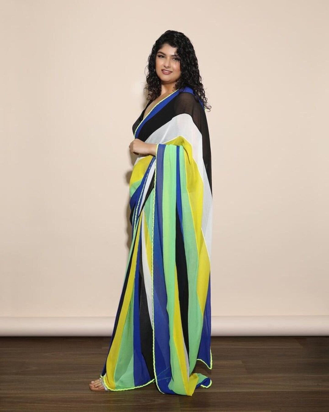Ready to Wear Wrap in A Minute Full Stitch Pleated Saree Paired With ...
