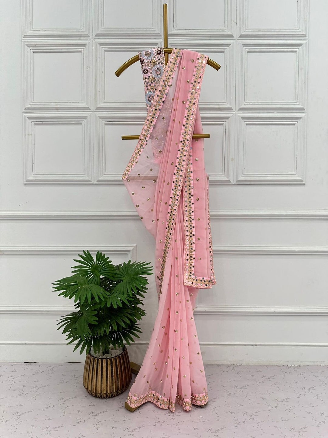 Ready to Wear Wrap in A Minute Full Stitch Pleated Saree Paired With ...