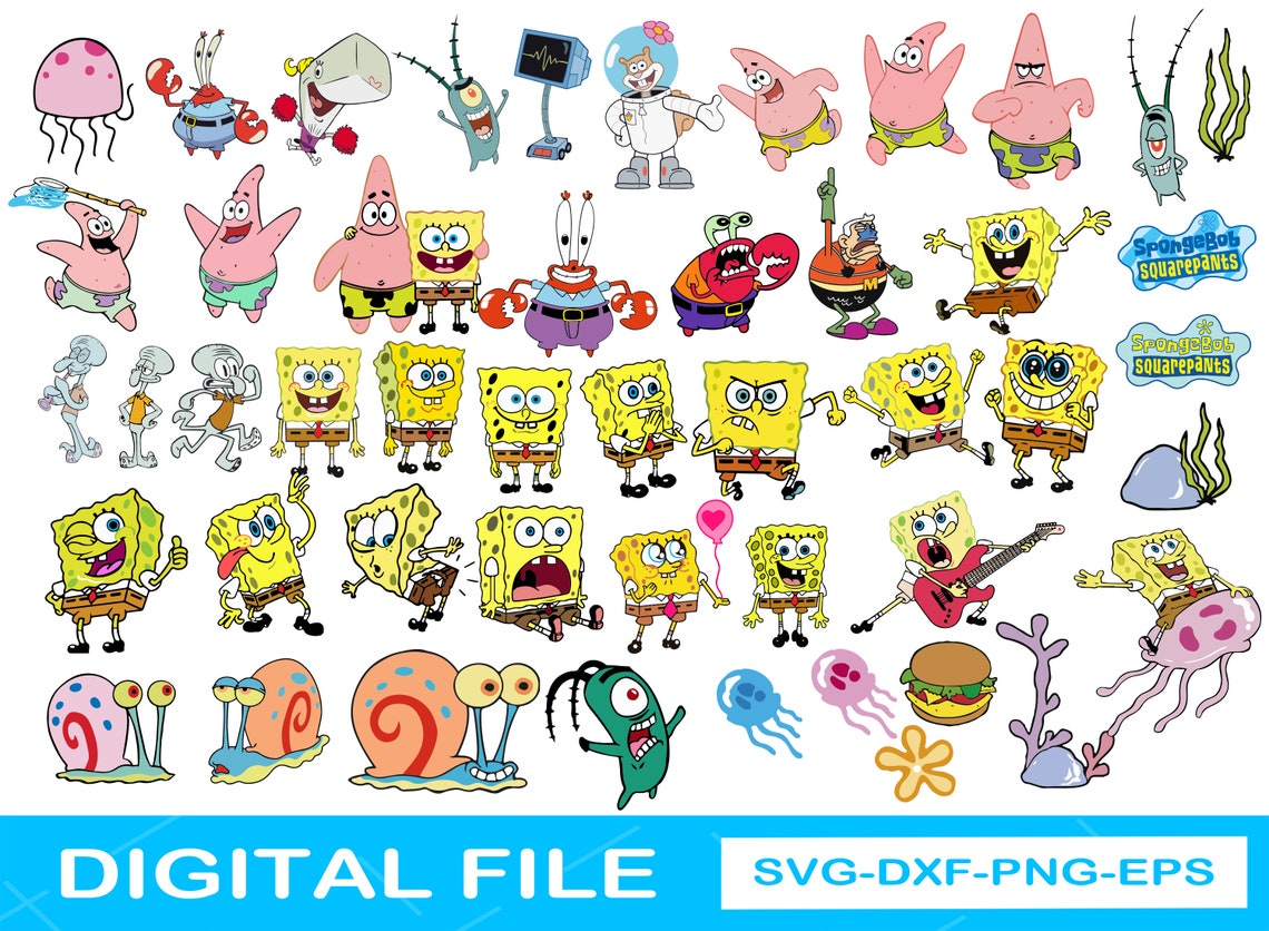 Spongebob Bundle SVG Bob Esponja Svg Bikini Bottom Svg | Etsy