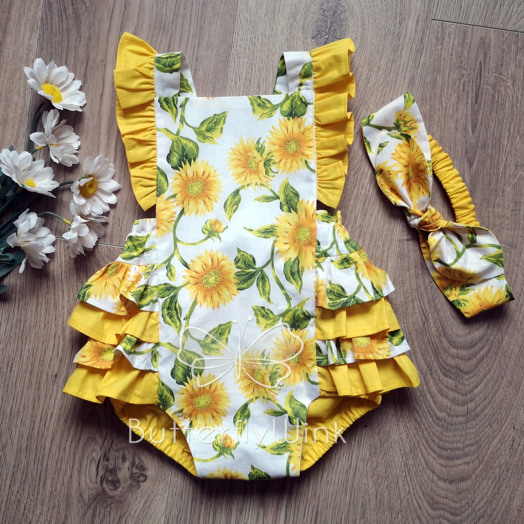 Sunflower Romper, Baby or Toddler Sunflower Romper, Sunflower Romper ...
