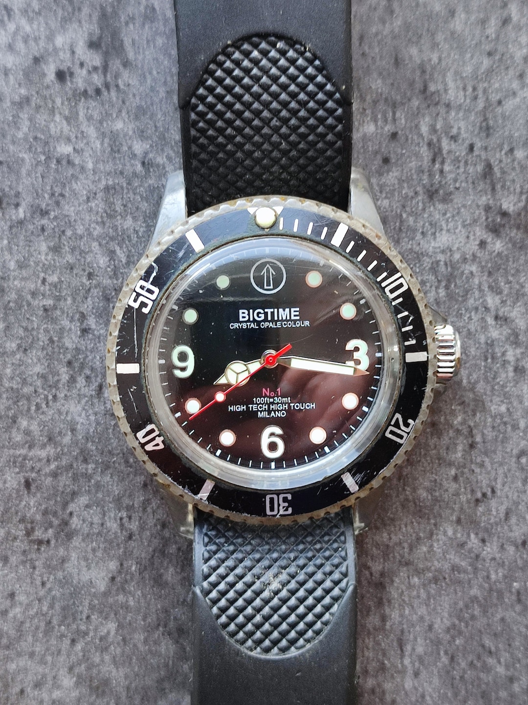 Vintage Diver Quartz Watch BIGTIME Water Resistant 30 Meters MILANO - Etsy