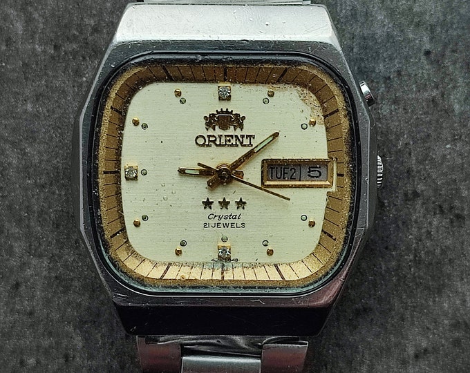 1970's ORIENT CRYSTAL Men's Watch Vintage Mechanical Automatic Wrist ...