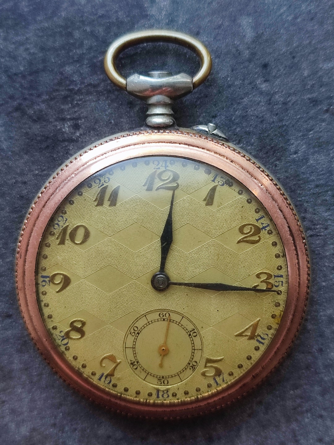 Vintage Men's Mechanical Swiss Pocket Watch Cylinder 10 Steine PLATININ ...