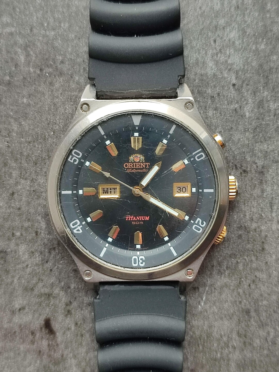 Rare ORIENT TITANIUM Divers 50m Men's Watch Vintage Japanese Mechanical Automatic Wrist Watch ...