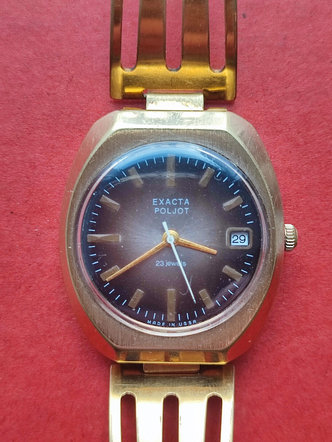 POLJOT EXACTA Automatic Watch Date Soviet Vintage Mechanical Watch USSR ...