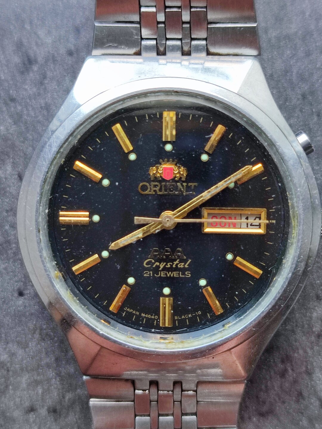 1980's ORIENT 3 Star BLACK-1G Men's Watch Vintage Japanese Mechanical ...
