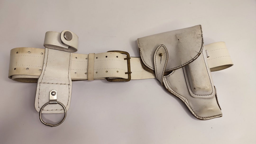 Soviet Vintage Patrol Police Belt White With Brass Buckle and Holster ...