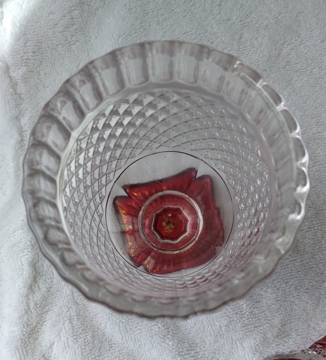 Vintage Pressed Glass Candy Dish Clear and Ruby - Etsy