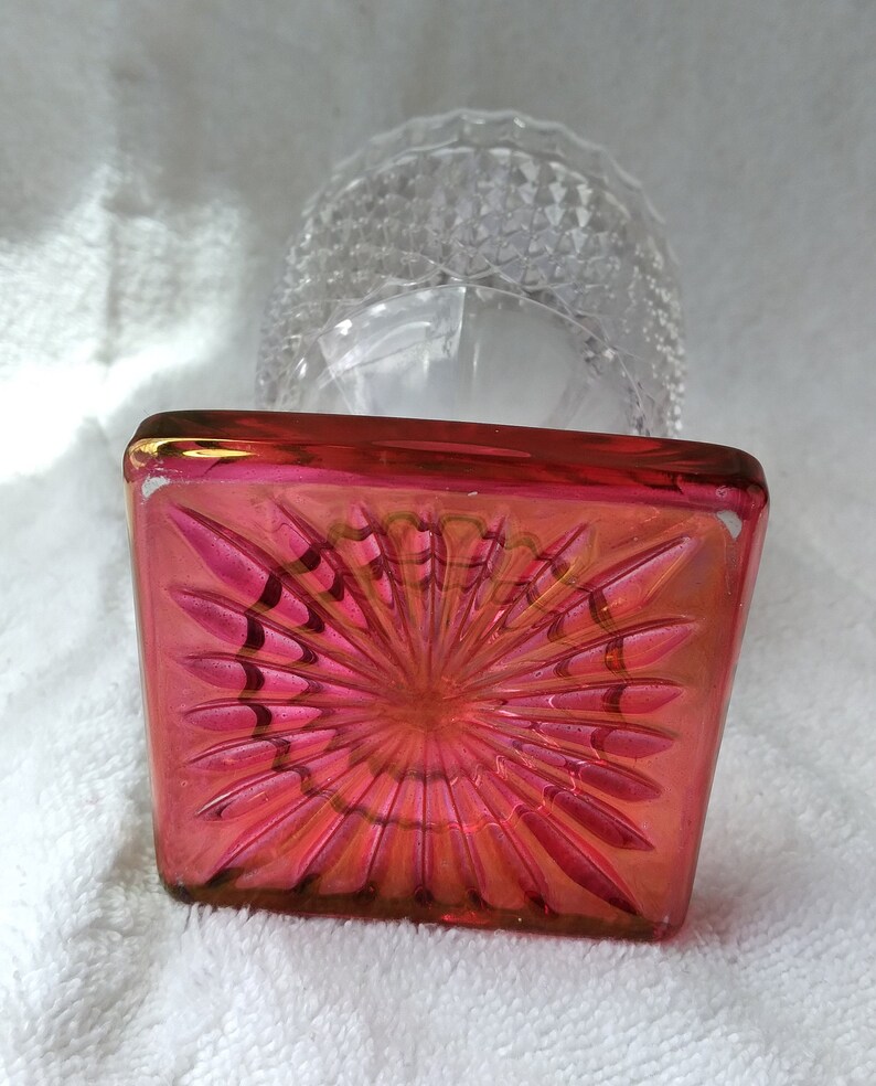Vintage Pressed Glass Candy Dish Clear and Ruby - Etsy
