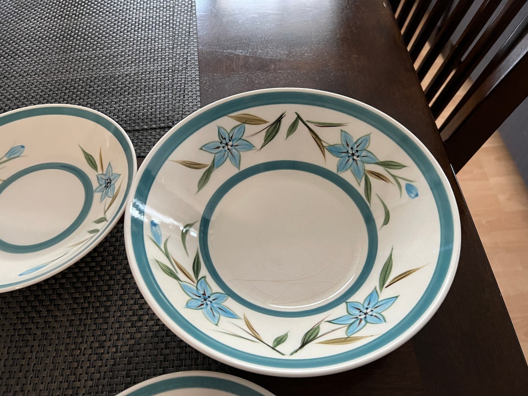 Vintage Balalaika Serving Bowl Blue Flowers 4203 Made Japan Hand ...