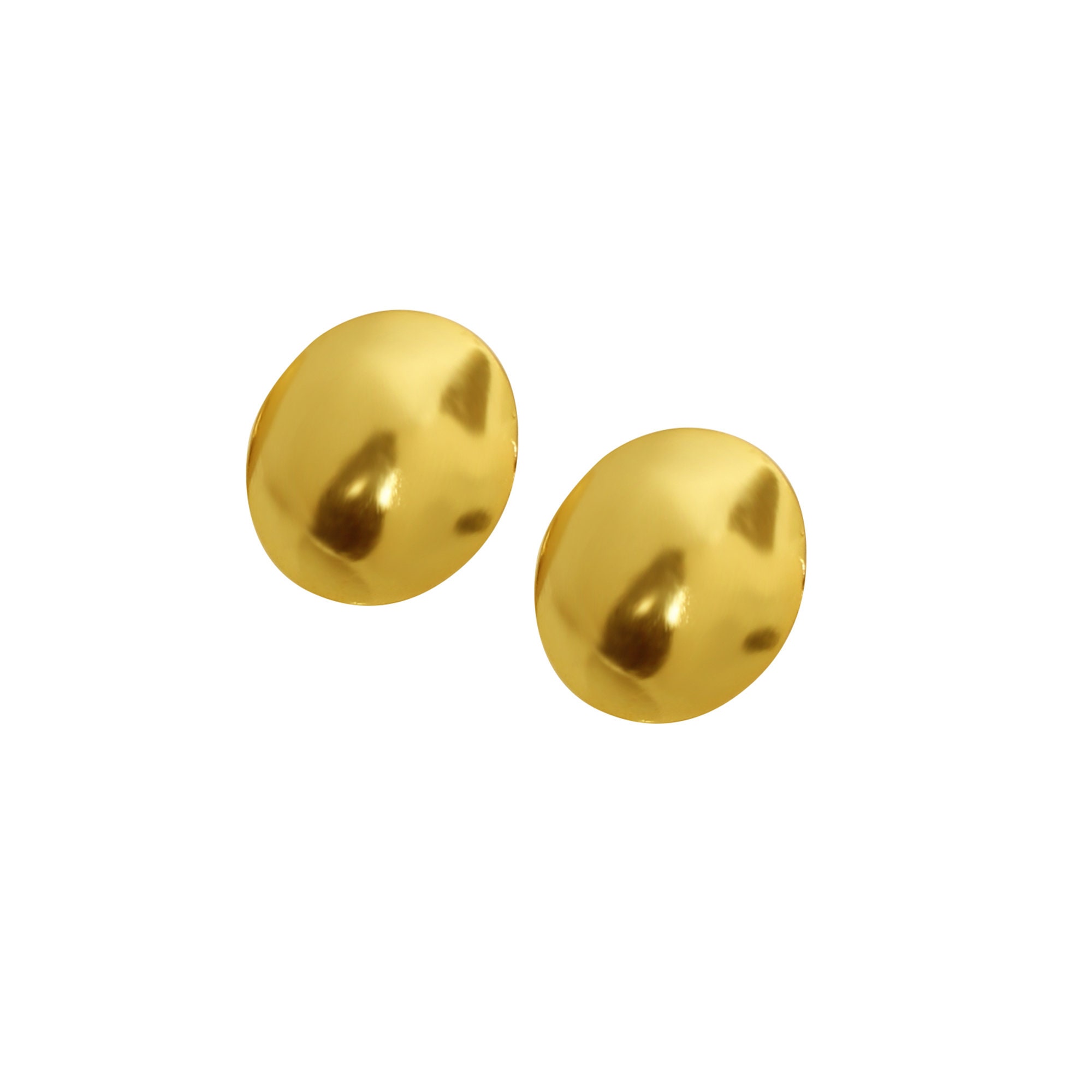 18K Pure Gold Round Studs Earrings, Gold Plain Circle Earrings, Gold ...