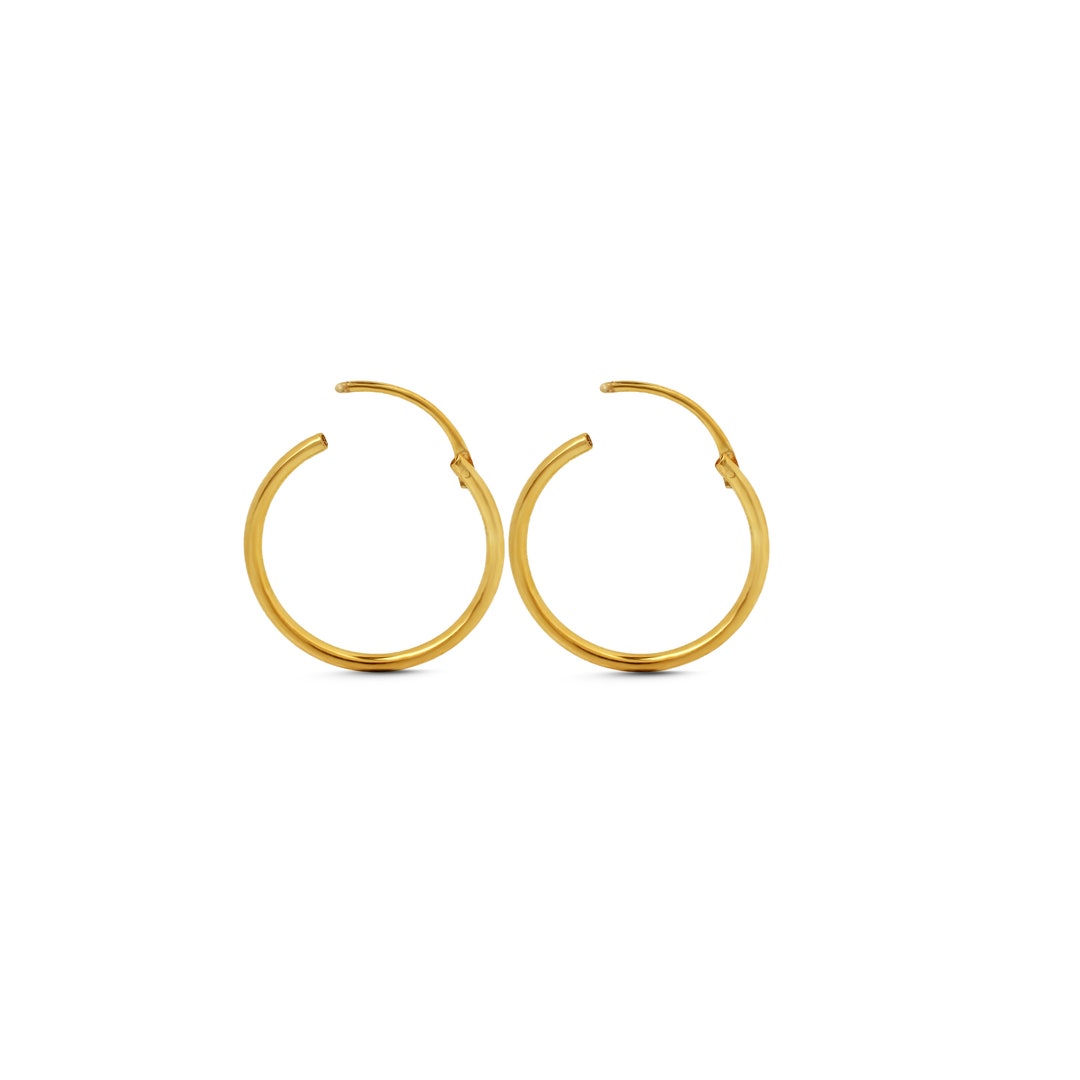 22K Gold Hoops, Chunky 22K Gold Women Hoops Earrings, Solid Gold Hoops ...