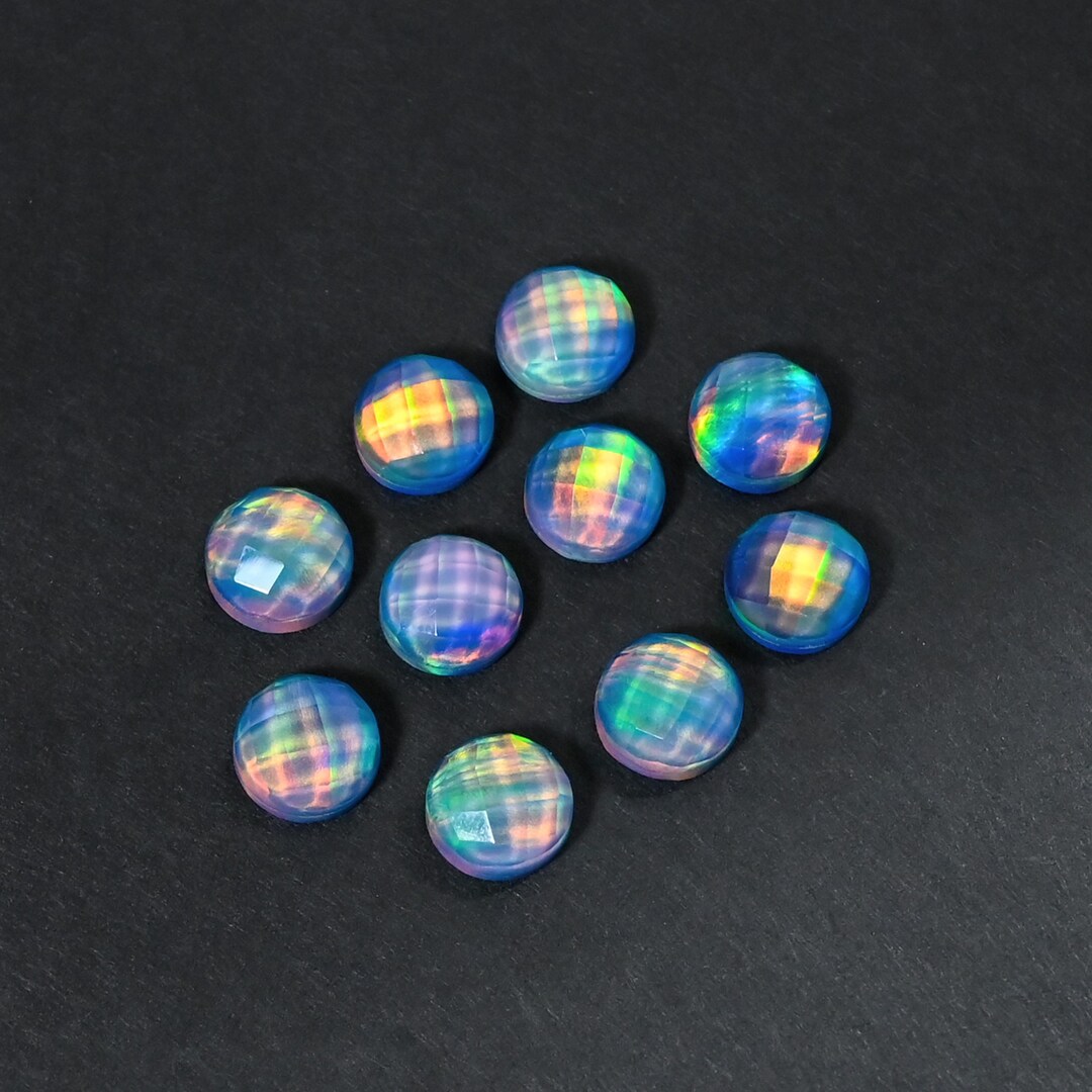 Aurora Opal Doublet Round Checker Cut, Fire Opal 10 Pcs Wholesale Lot ...