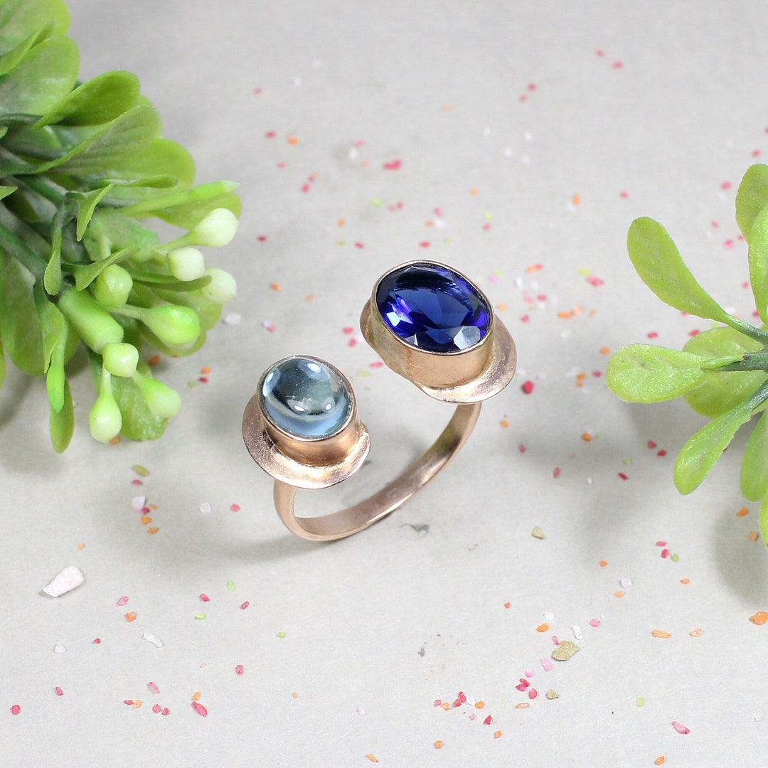 Rare Ink Blue Hydro Ring, Gemstone Ring, Blue Statement Adjustable Ring ...