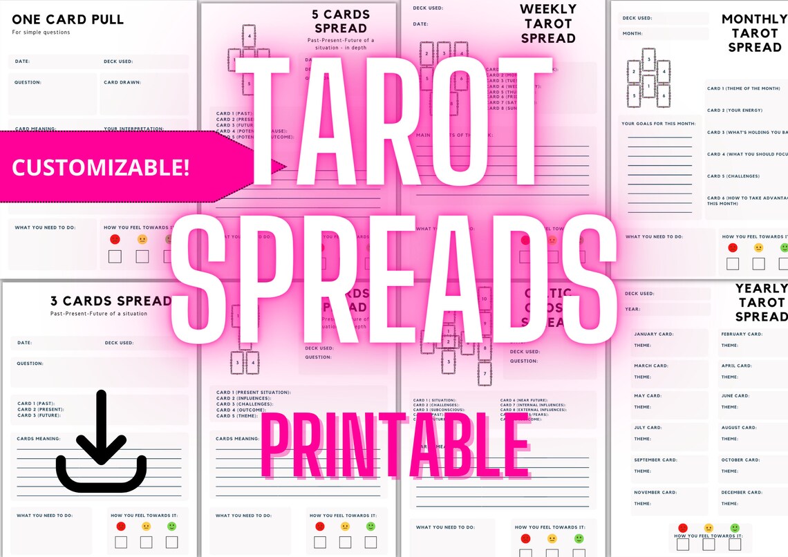 Tarot Spreads Printable and Customizable Learn and Keep - Etsy