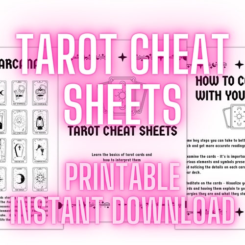 Tarot Cheat Sheets Printable Book of Shadows Pages and - Etsy