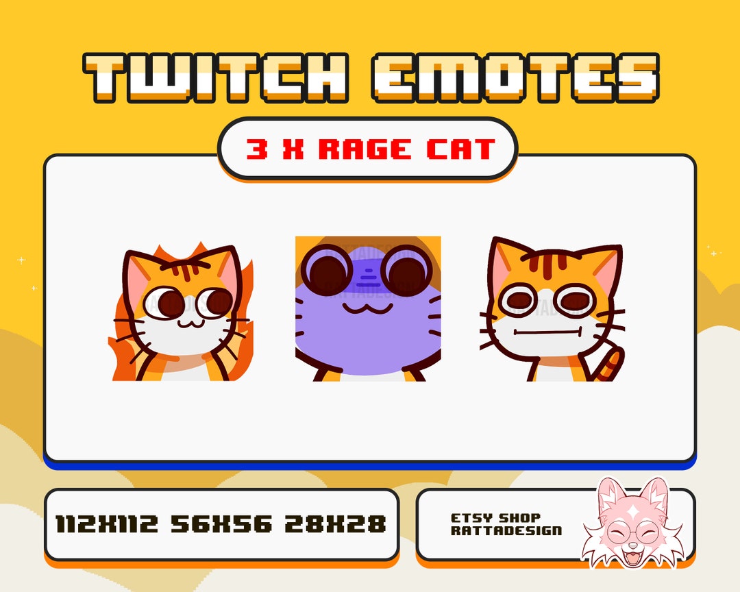 3 X Rage Cute Cat Emotes for Twitch, Discord - Etsy
