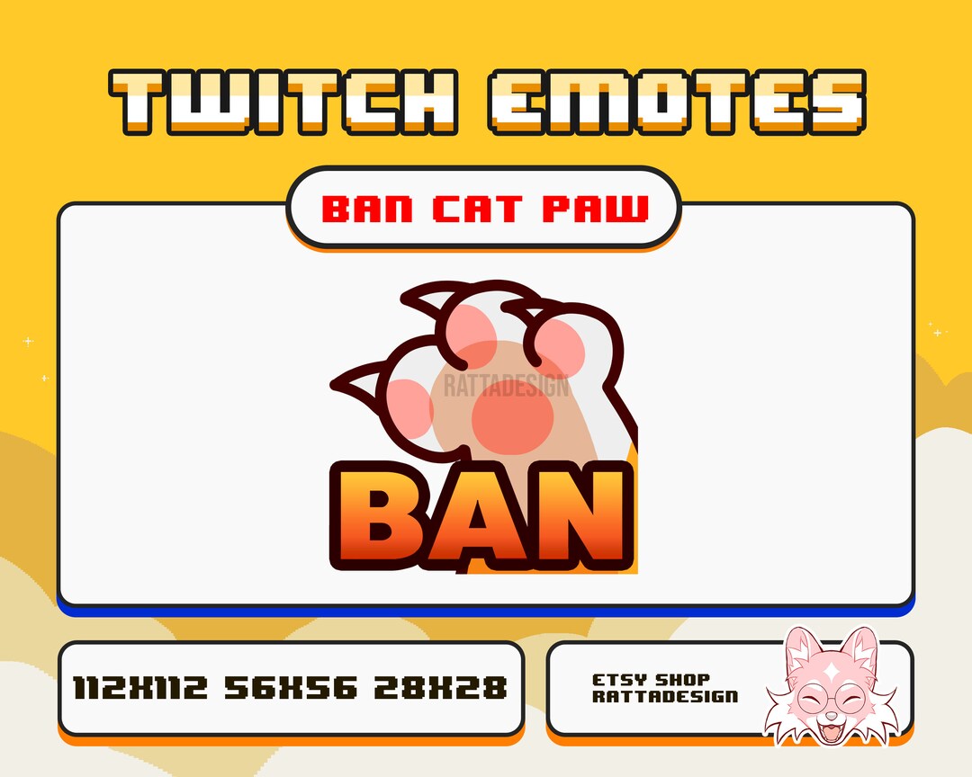 Cute Cat, Kawaii Cat, Cat Claw Ban Emotes for Twitch, Discord - Etsy