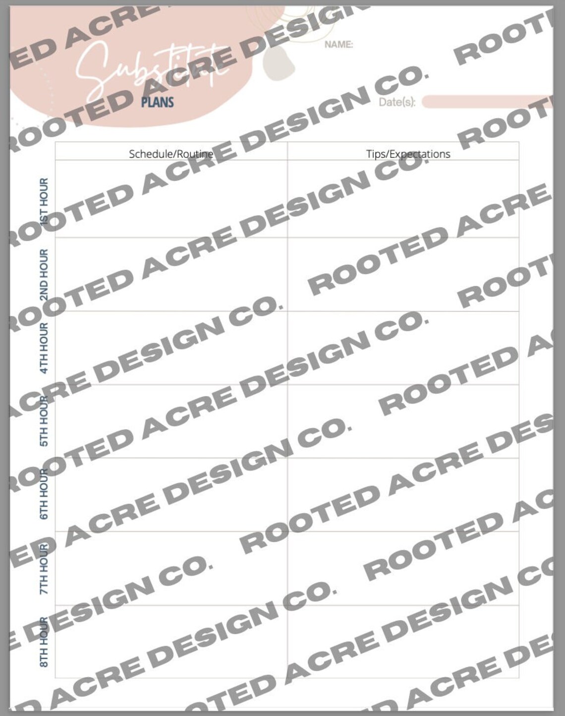 Substitute Teacher Notes Template - Etsy