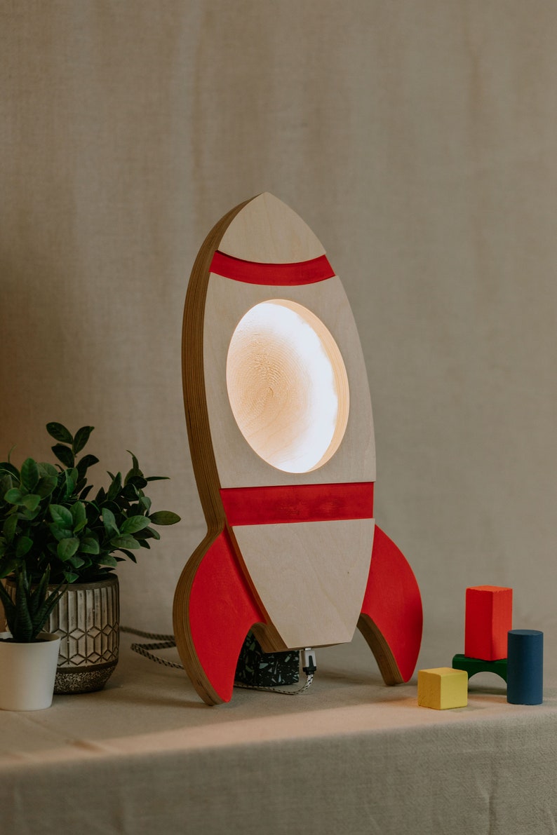 Rocket Wall Light Wooden Wall Light Kids Room Decor Baby - Etsy