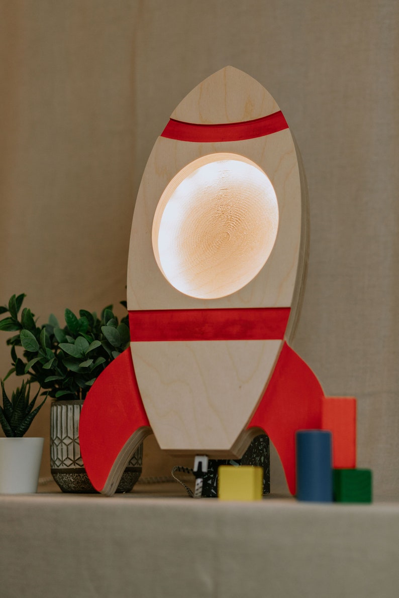 Rocket Wall Light Wooden Wall Light Kids Room Decor Baby - Etsy