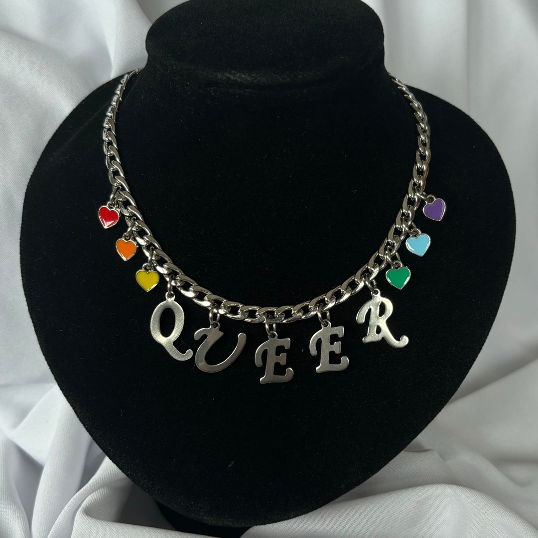 PRIDE RAINBOW QUEER Necklace, Lgbtq Chain Necklace, Gay Pride, Pride ...